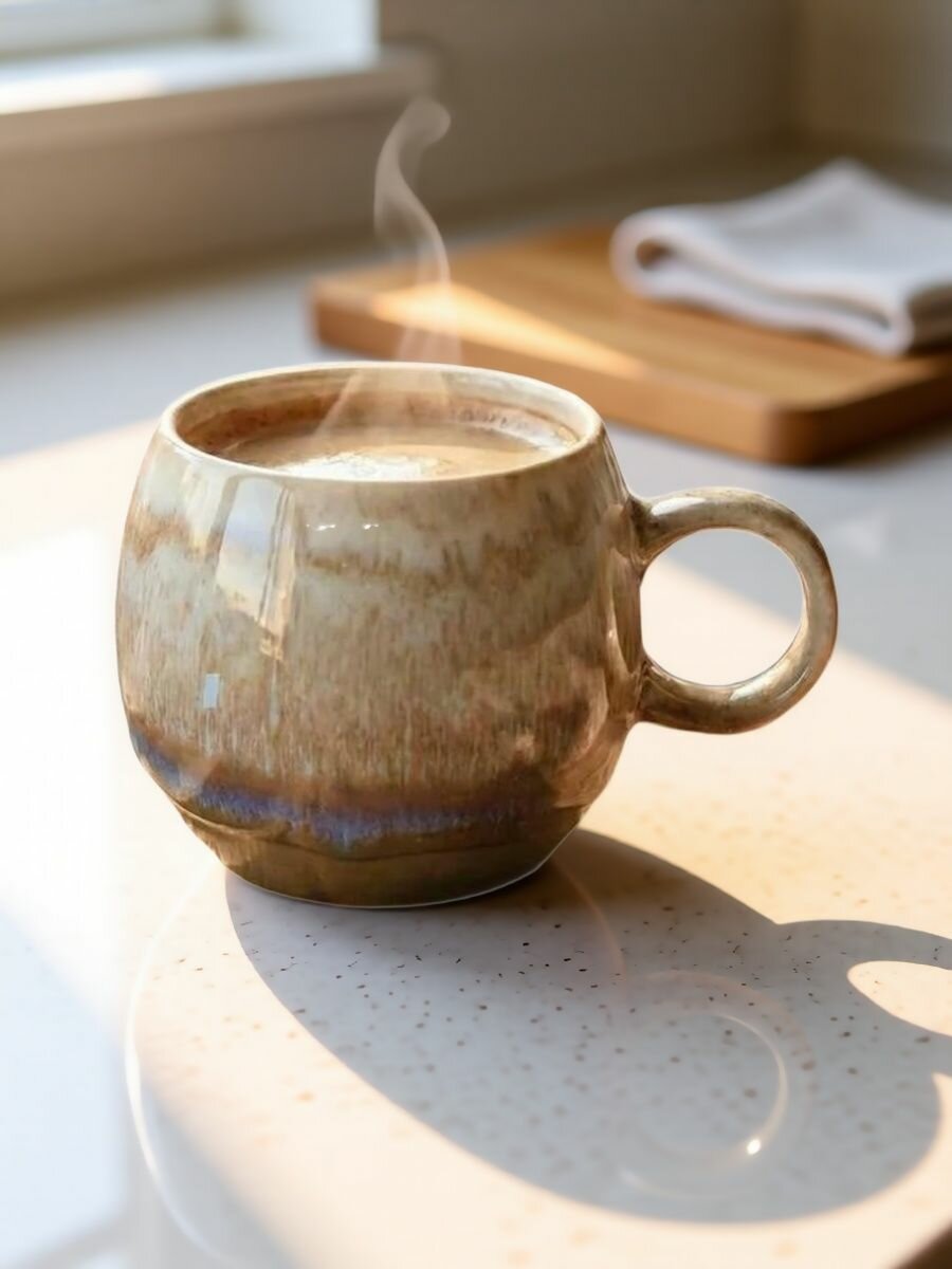 Кружка. Керамическая Подарочная Чашка для чая, кофе, какао, супа. Стакан для холодных и горячих напитков для 1 персоны, 1 предмет. Брауни 420 мл.