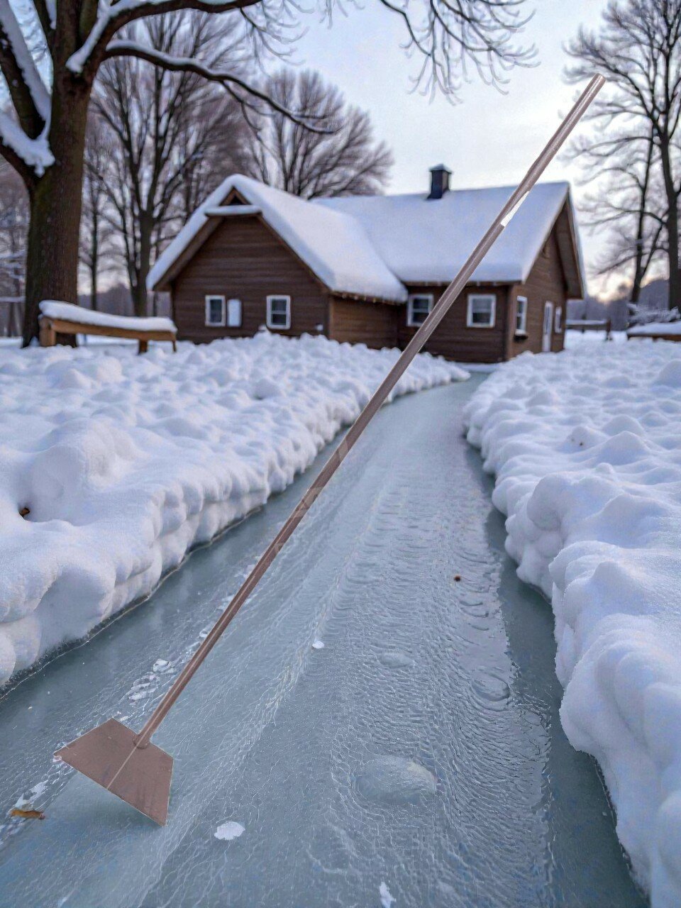 Ледоруб черенок металлический, 190мм с металлической ручкой 1.2 м, диеметр 10 мм, 000219