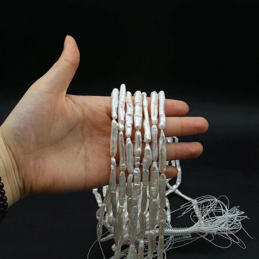 Натуральный жемчуг в стиле барокко, бусина Бива, длинная полоска, белый жемчуг, бусины для самостоятельного изготовления ювелирных изделий, браслет ручной работы, серьги, ожерелье