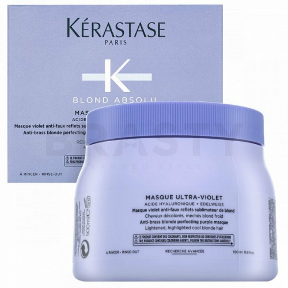Kerastase Blond Absolu Ultra-Viole Питательная фиолетовая маска для волос, нейтрализующая желтые тона, 500 мл, банка