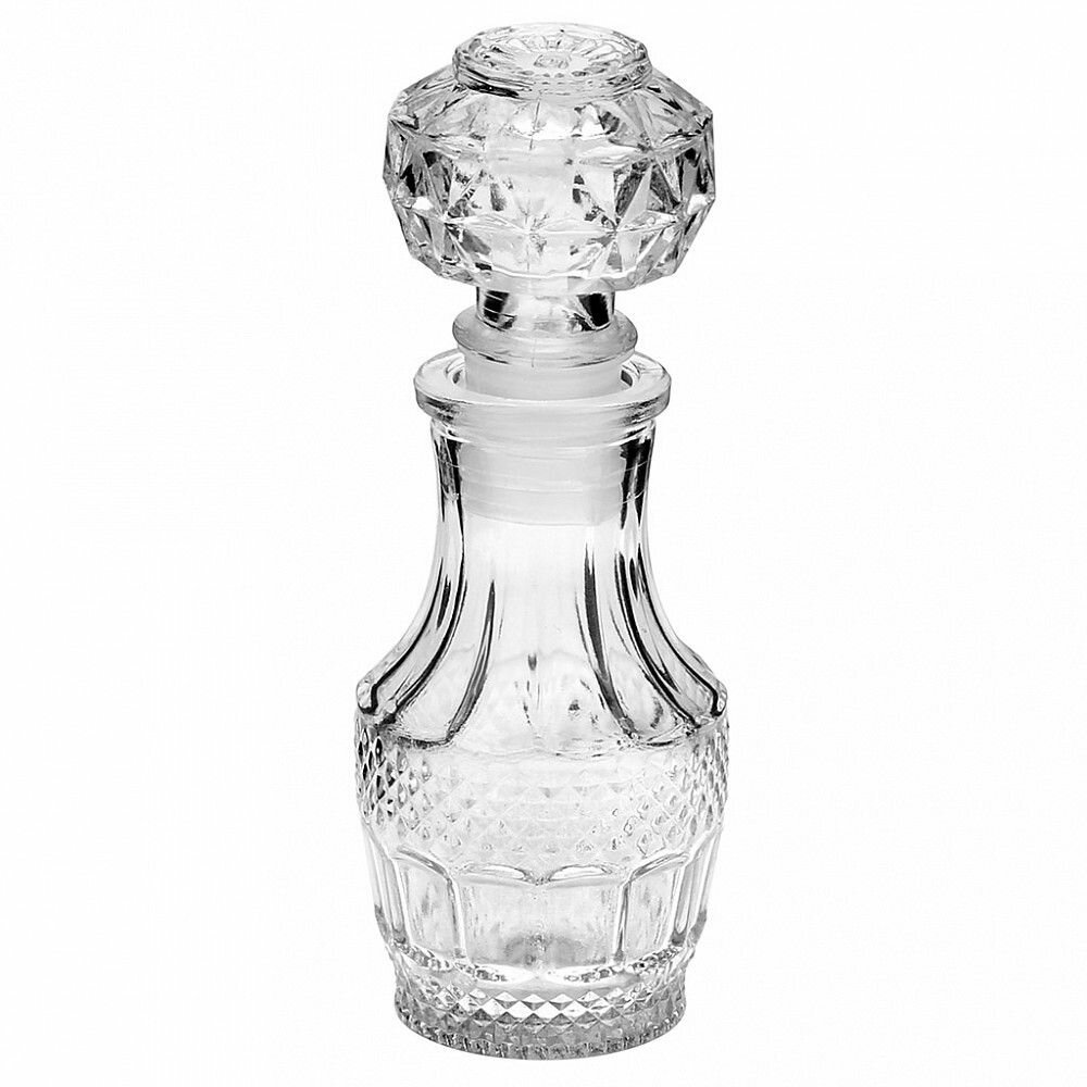 Графин стеклянный "Микрик волан" 60мл, прозрачный, h12см д4,3см, пробка-стекло (Китай)