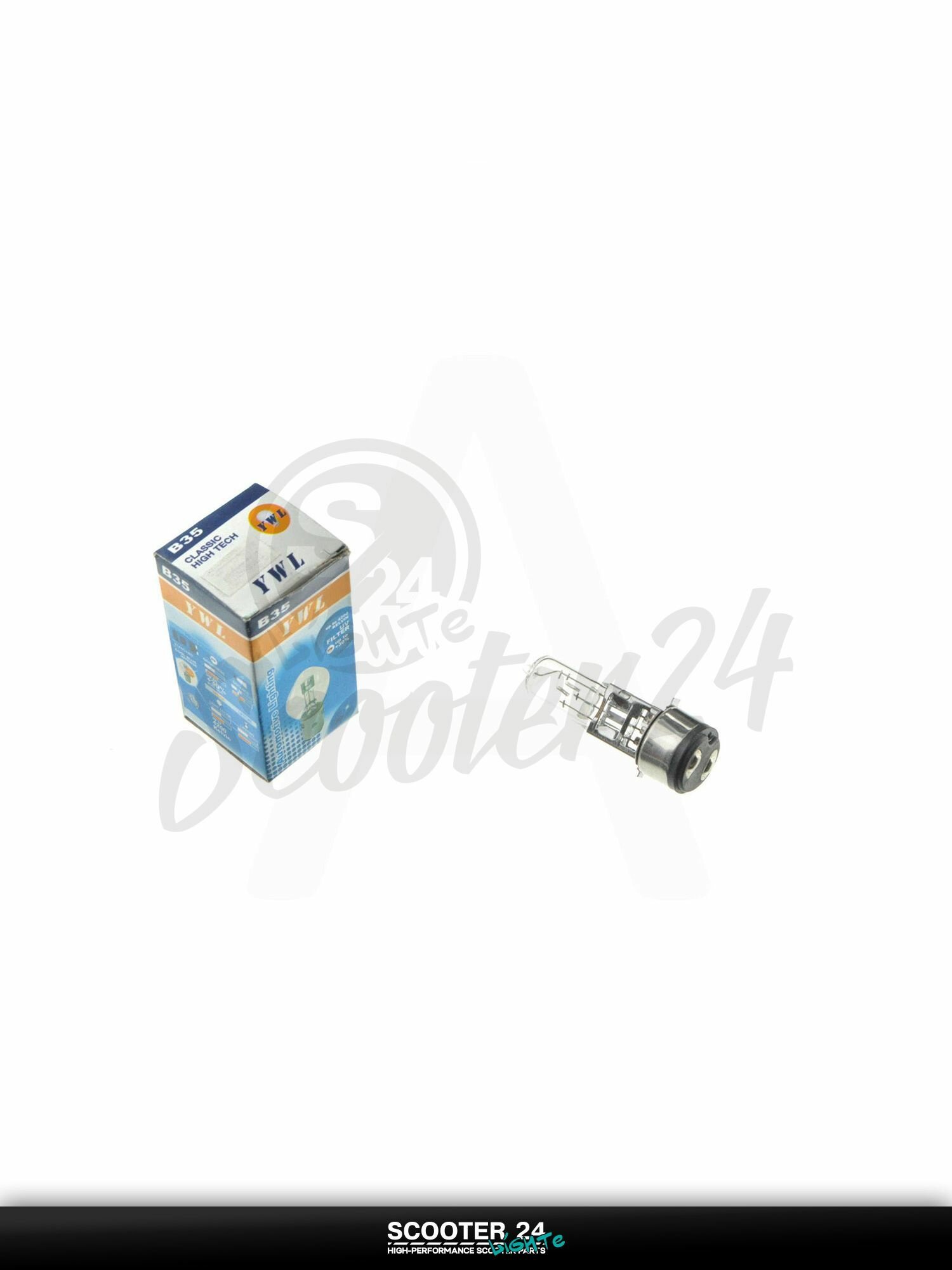 Лампа фары BA20D (2 уса) 12V 35W/35W для мототехники универсальная (белая) "YWL"