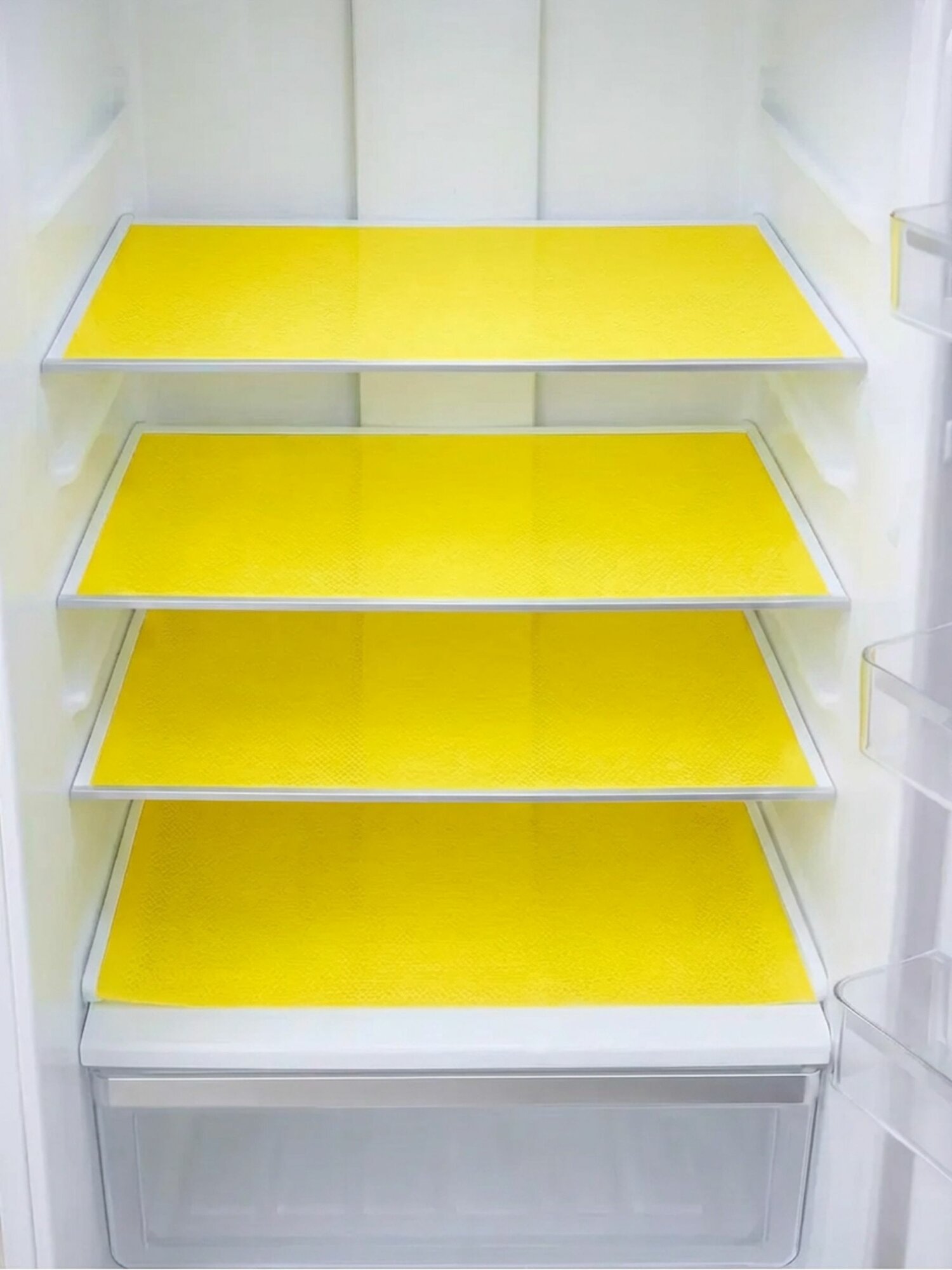 Коврик силиконовый защитный К01 6 штук 30х45 см для кухни, в холодильник, для ящиков и полок, желтый