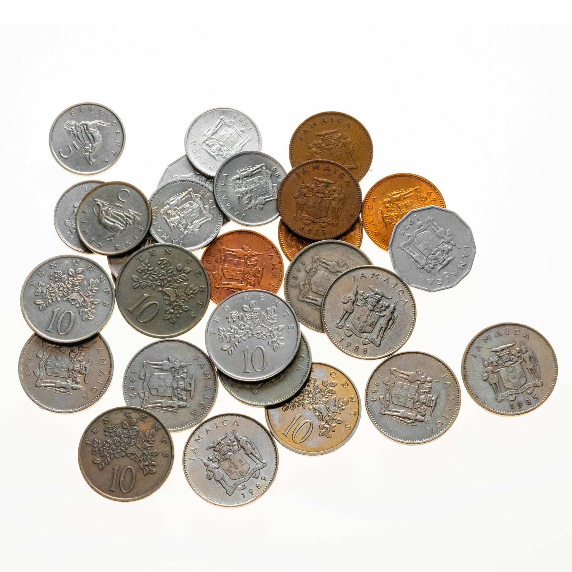 Ямайка набор монет 1, 5 и 10 центов 1969-1989 28 штук, Другой, в сохранности VF-UNC