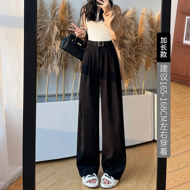 Women's Corduroy Pants High Waisted Wide Leg Loose Fit Straight Leg Trousers Fall Fashion Y2k Pants Sweatpants