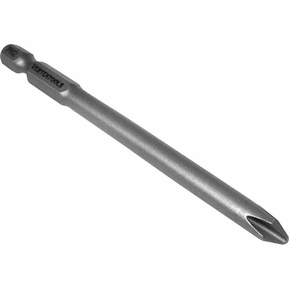 Набор бит Vertextools PH2 90 мм, 10 шт, Phillips биты из CrMo стали с магнитным наконечником, 1/4‑дюймовый хвостовик — фото 1