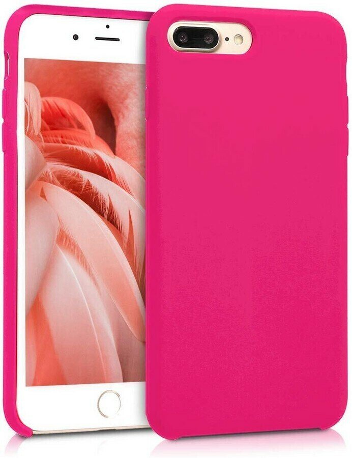 Силиконовая накладка без логотипа (Silicone Case) для Apple iPhone 7/ iPhone 8 / iPhone SE 2020 ярко-розовый