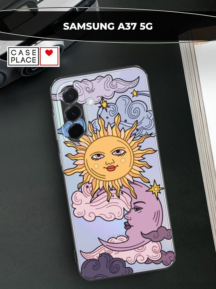 Чехол на Samsung Galaxy A37 5G / Самсунг Галакси А37 5G с принтом Sun and Moon, прозрачный
