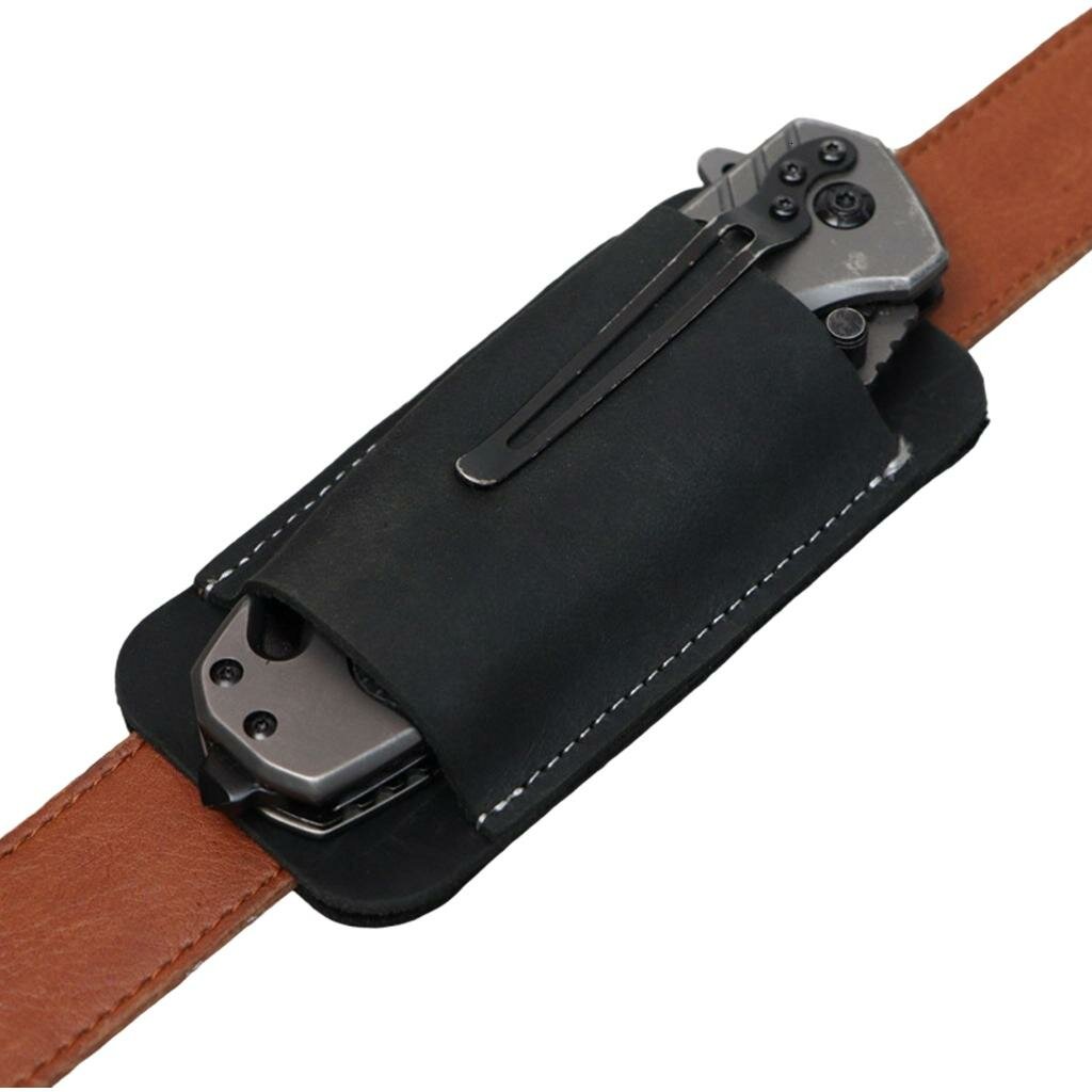 Кожаный чехол для тактического ножа, Черная натуральная кожа