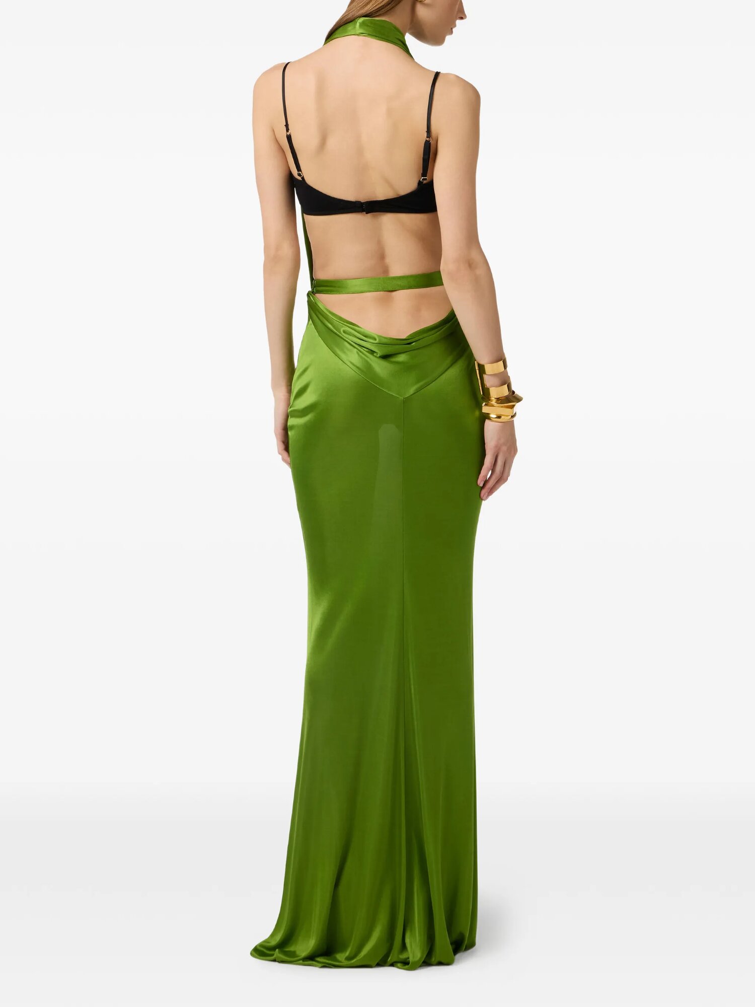 Платье Elisabetta Franchi Draped maxi dress, размер 38, green — фото 1