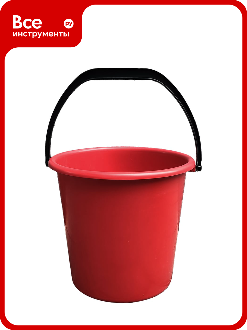 Ведро "илан-пласт" 10 л, красное, арт. ИП 113820, ударопрочное усиленное, морозостойкое, из вторичного полипропилена