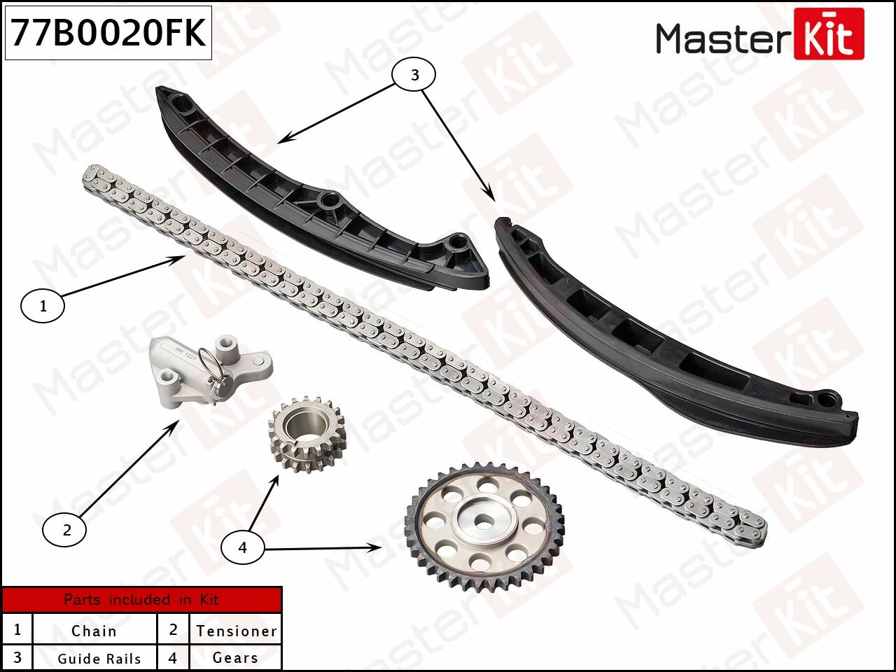 Комплект цепи ГРМ Volkswagen GOLF V/VI 1.4 TSI BWK/CAVA 05-13 MasterKit 77B0020FK