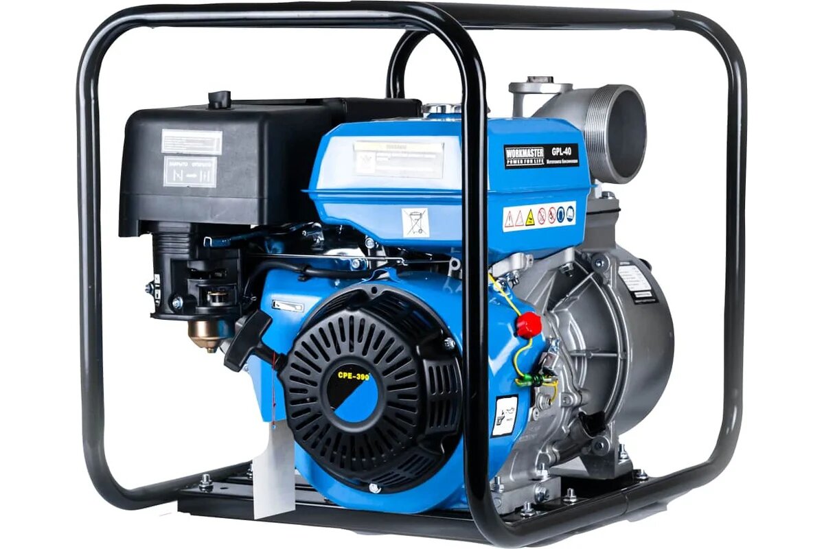 Мотопомпа Workmaster GPL-40 9л. с, 4х тактная, самовсасывающая, синяя, 1333 л/минуту