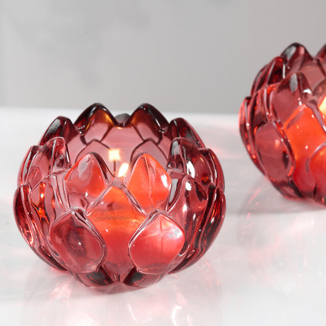 Стеклянный подсвечник для чайной свечи Артишок 8*6 см, красный, Goodwill, MV10005
