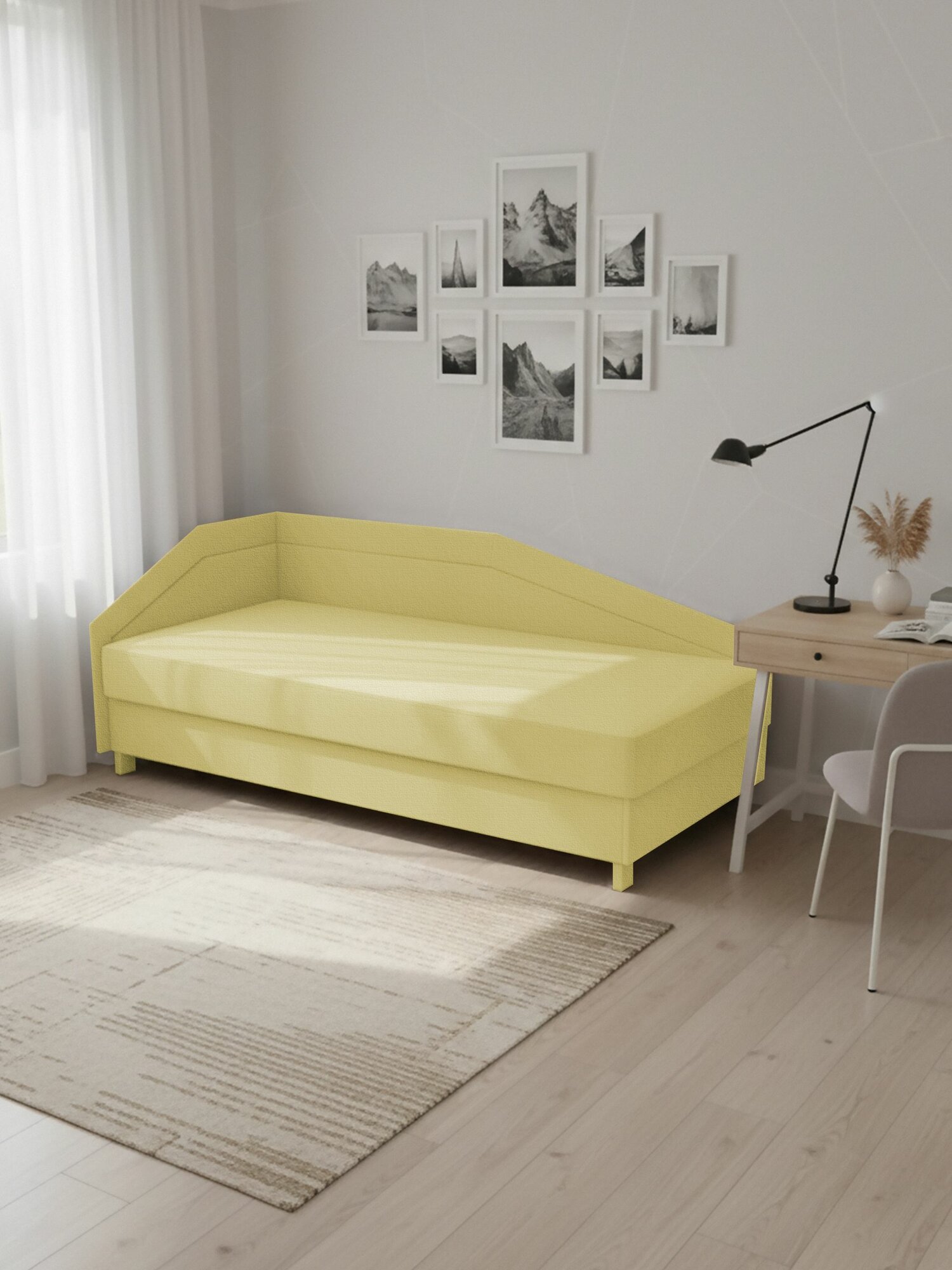 Тахта Стандарт Слева фокус- мебельная фабрика 95х200х71 см кремовая рогожка