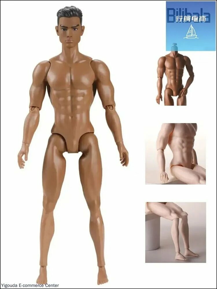 Эксклюзивная кукла 34 см мускулистый мальчик с темной кожей и обнаженным телом