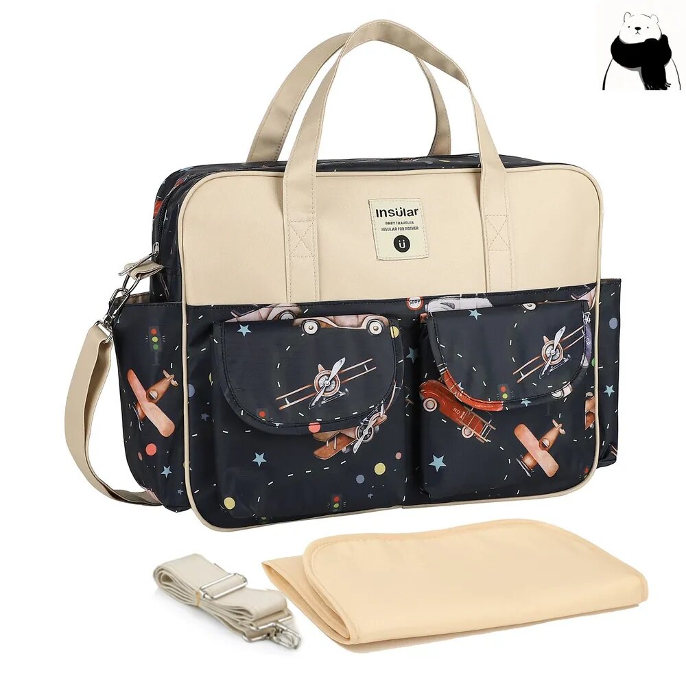 Diaper bag Сумка органайзер для коляски и мамы с термокарманами 39x12.5x33cm