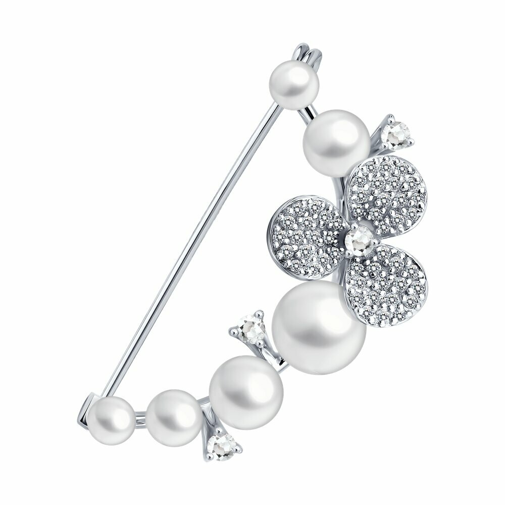 Брошь, белое золото, 585 проба