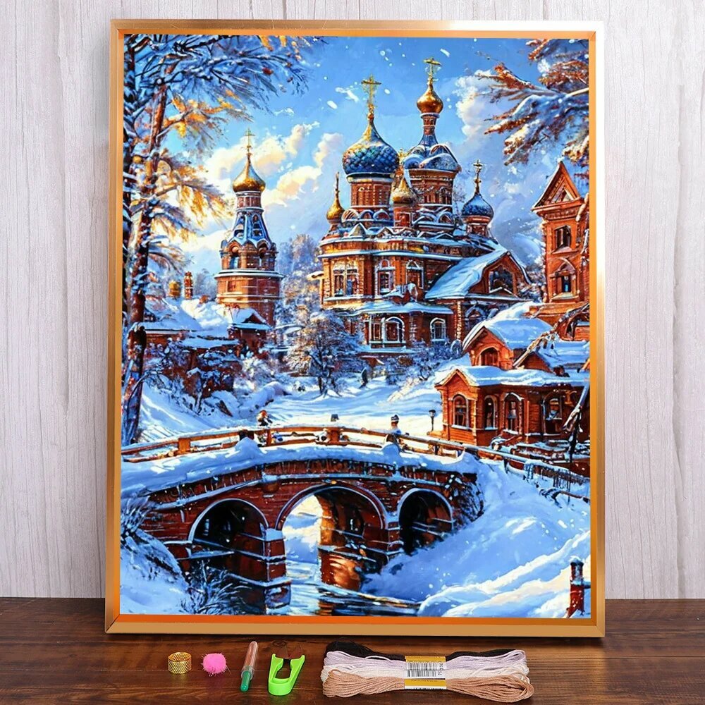 Набор для вышивки крестом "Собор Василия Блаженного", Meian 40x50cm, 11CT Cotton Thread