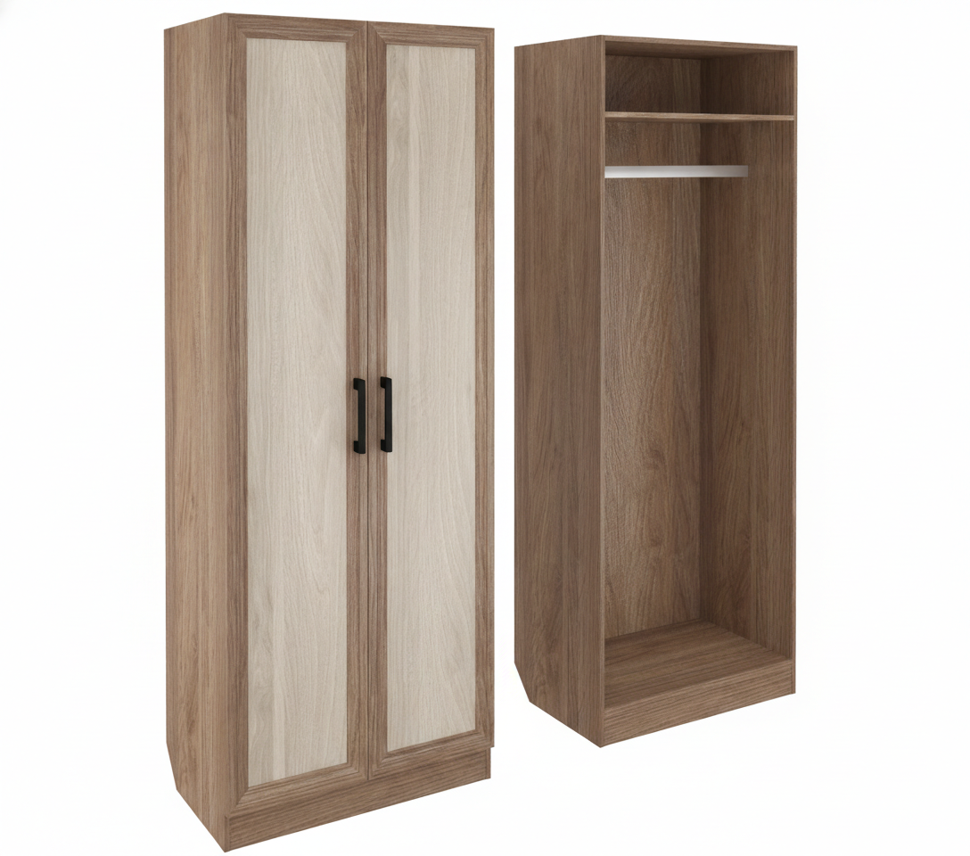 Шкаф распашной, гардероб, шкаф для одежды ШК-2 80/210/52 см Шимо темный/Шимо светлый