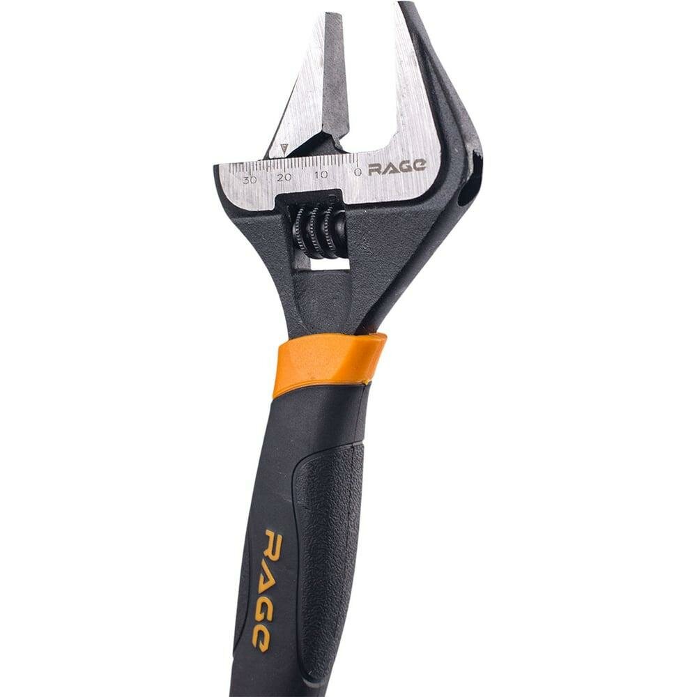 Ключ разводной с тонкими губками и широким зевом RAGE By VIRA раскрытие зева до 40 мм длина ключа 200 мм 311102