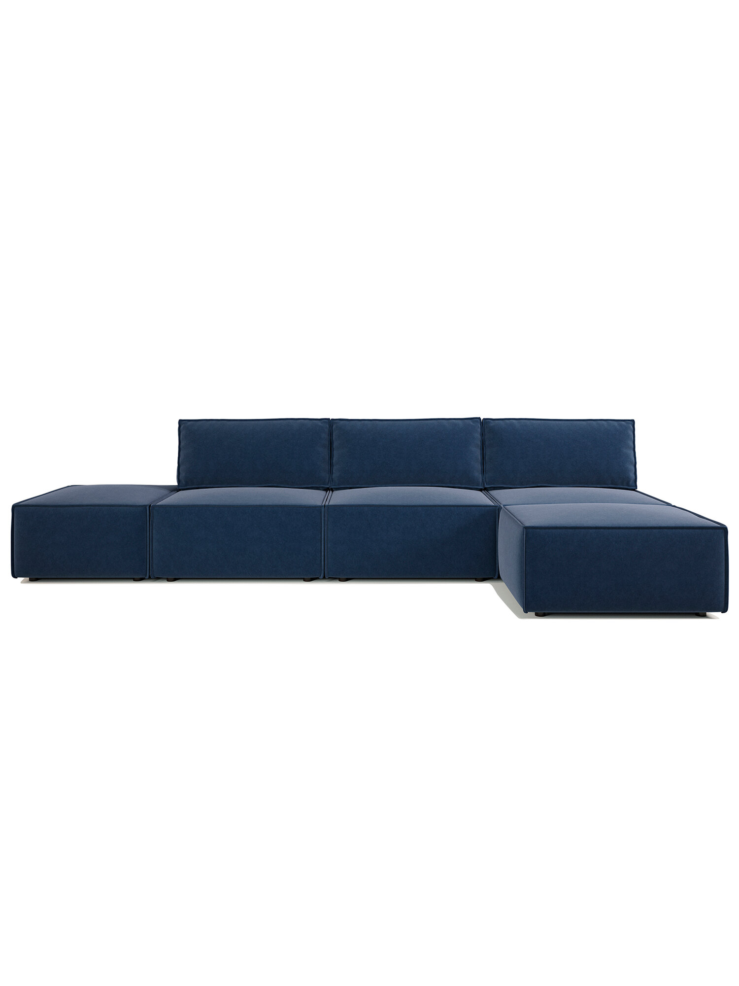 Диван модульный с пуфом Шарм-Дизайн НПБ Лонг угол универсальный, Ультра миднайт