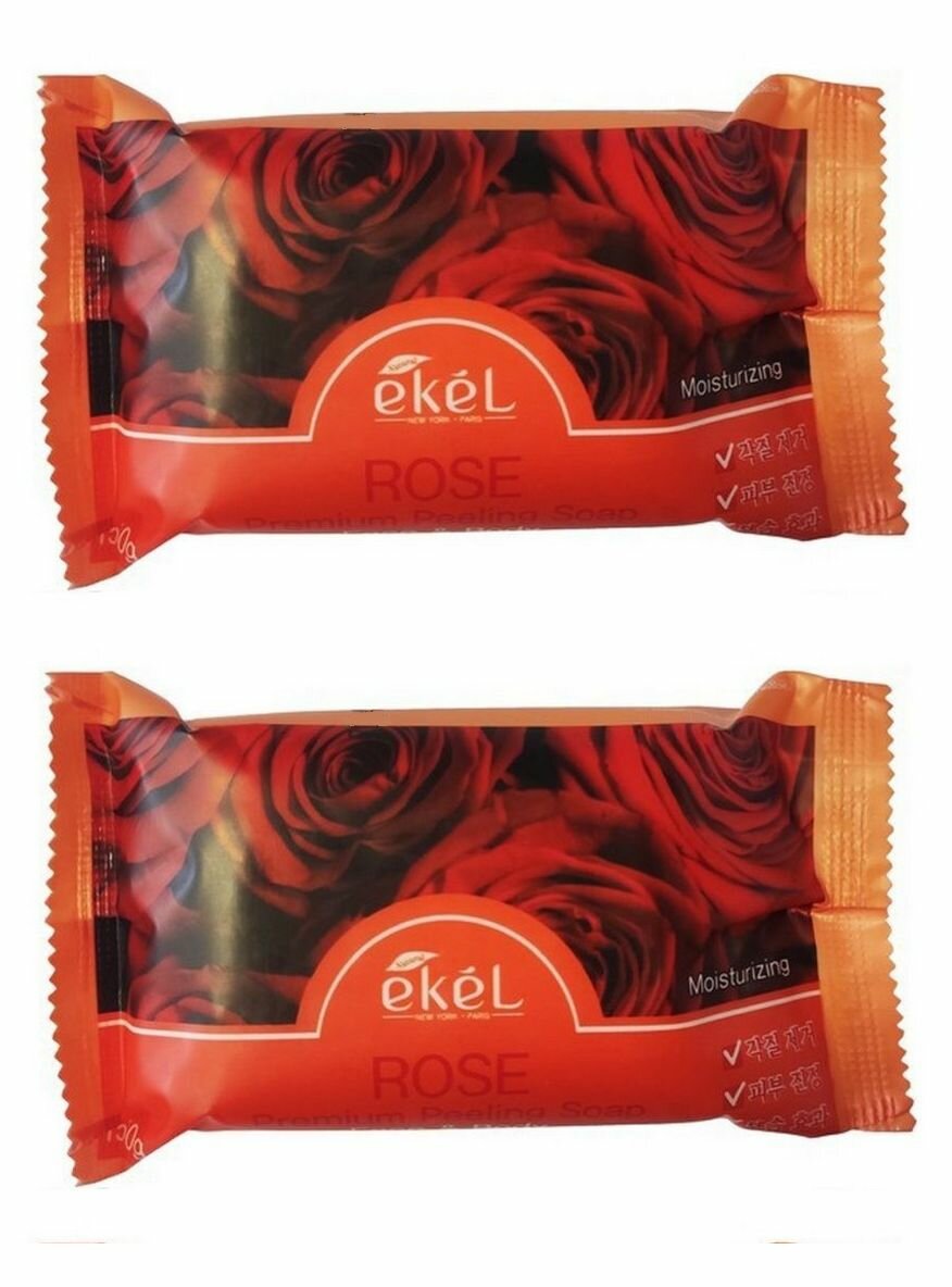 Ekel Косметическое пилинг-мыло для лица и тела с экстрактом розы Rose Peeling Soap, 150 г - 2 штуки