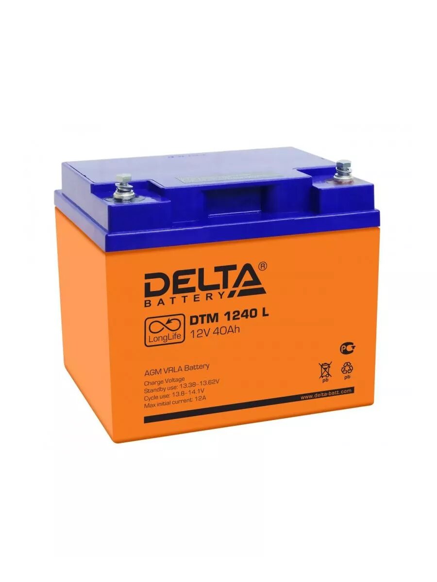 Аккумулятор DELTA DTM 1240L 12V 40Ач А 197x165x170 обр. пол.
