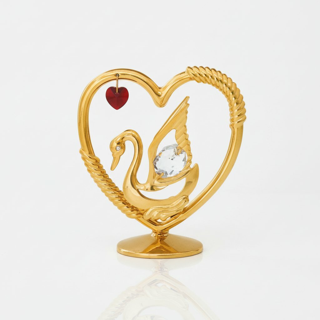 Фигурка Сердечко с лебедем с цв. кр. A7962 Crystal Temptations, Металл, кристалл