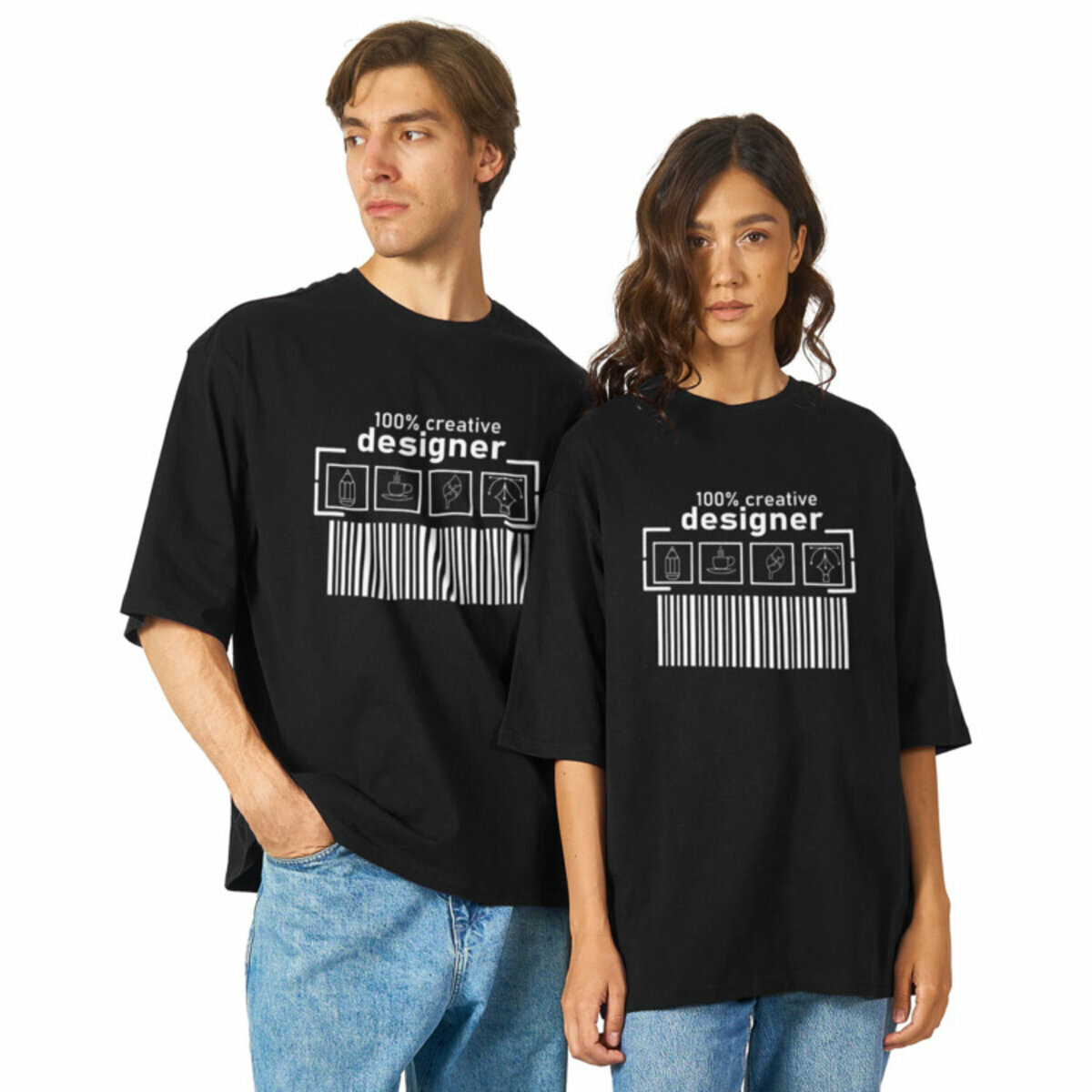 Футболка черная оверсайз «100 дизайнер»