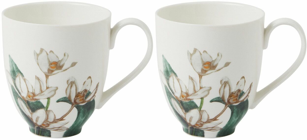 Набор из 2 кружек Maxwell & Williams Орхидеи 350 мл, фарфор, чашки для чая и кофе 2 шт