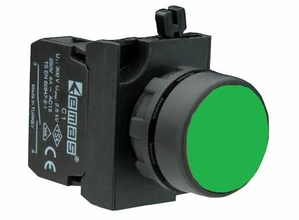 Кнопка нажимная круглая зел. (1НО) EMAS CP100DY