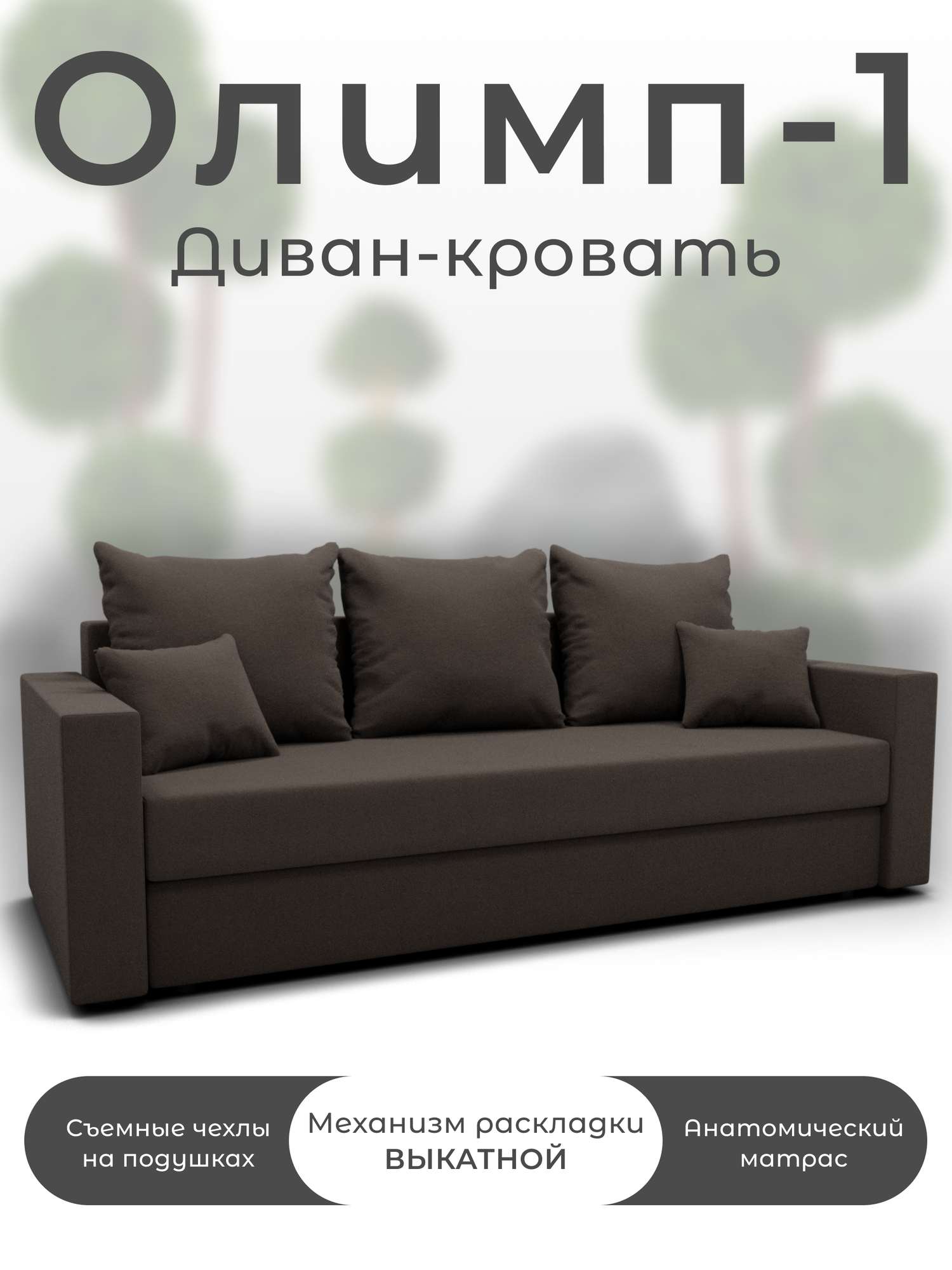 Диван-кровать HAYAT "Олимп-1", еврокнижка, велюровая обивка, с ящиком для белья