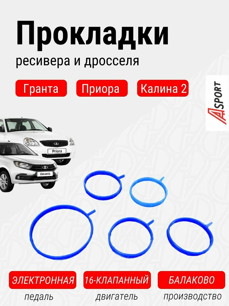 Прокладки впускного коллектора и дроссельной заслонки Лада Гранта 2190, Приора 2170, Калина 2 2192 на двигатель 1.6 16 кл 21127 / A-sport