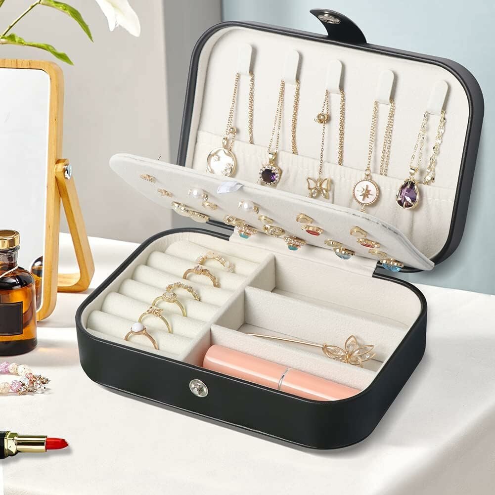 Шкатулка для украшений, с замком, искусственная кожа, велюр, черная