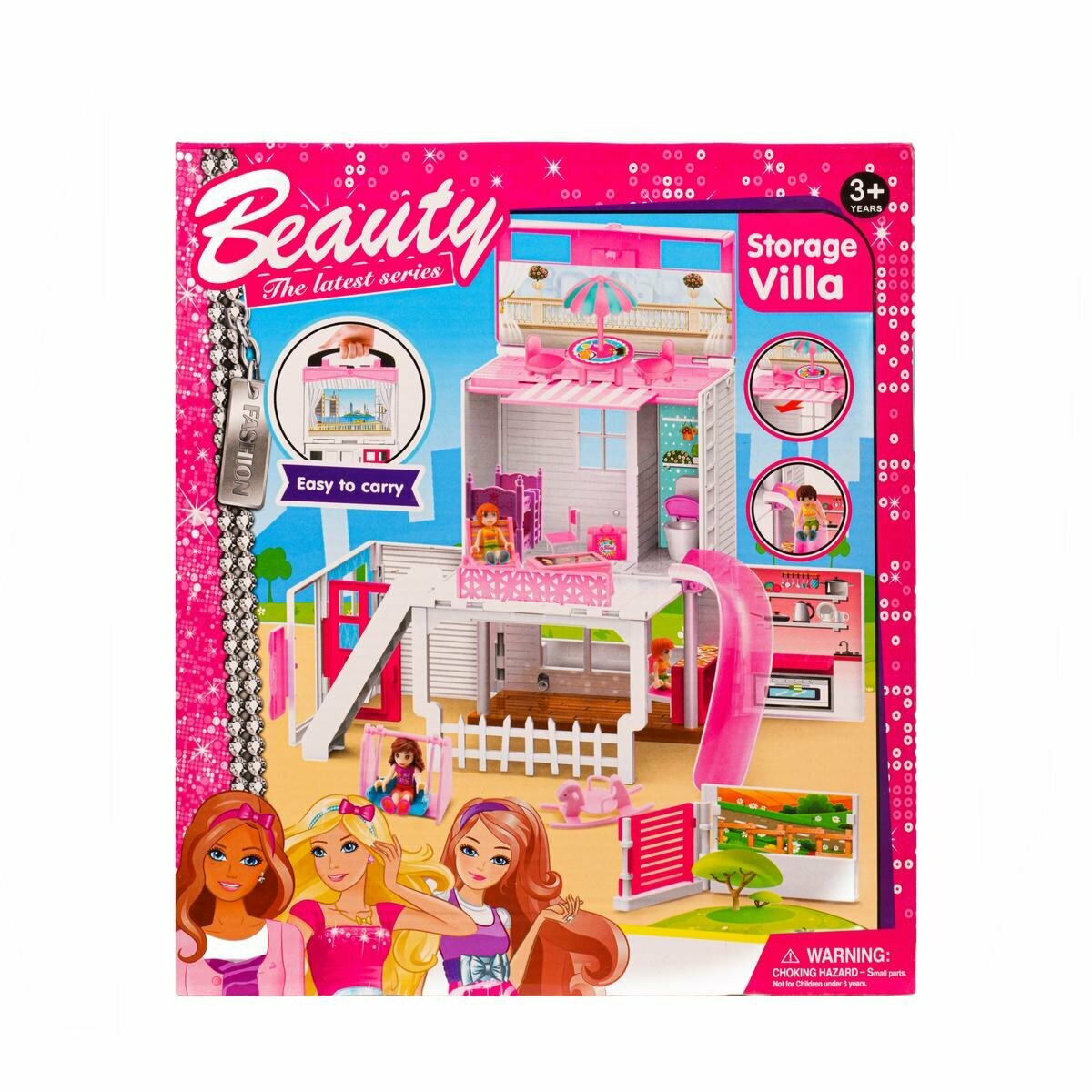 Домик для кукол 'Beauty', собирается в чемодан, 12.6*25*29см, с мебелью и куклами