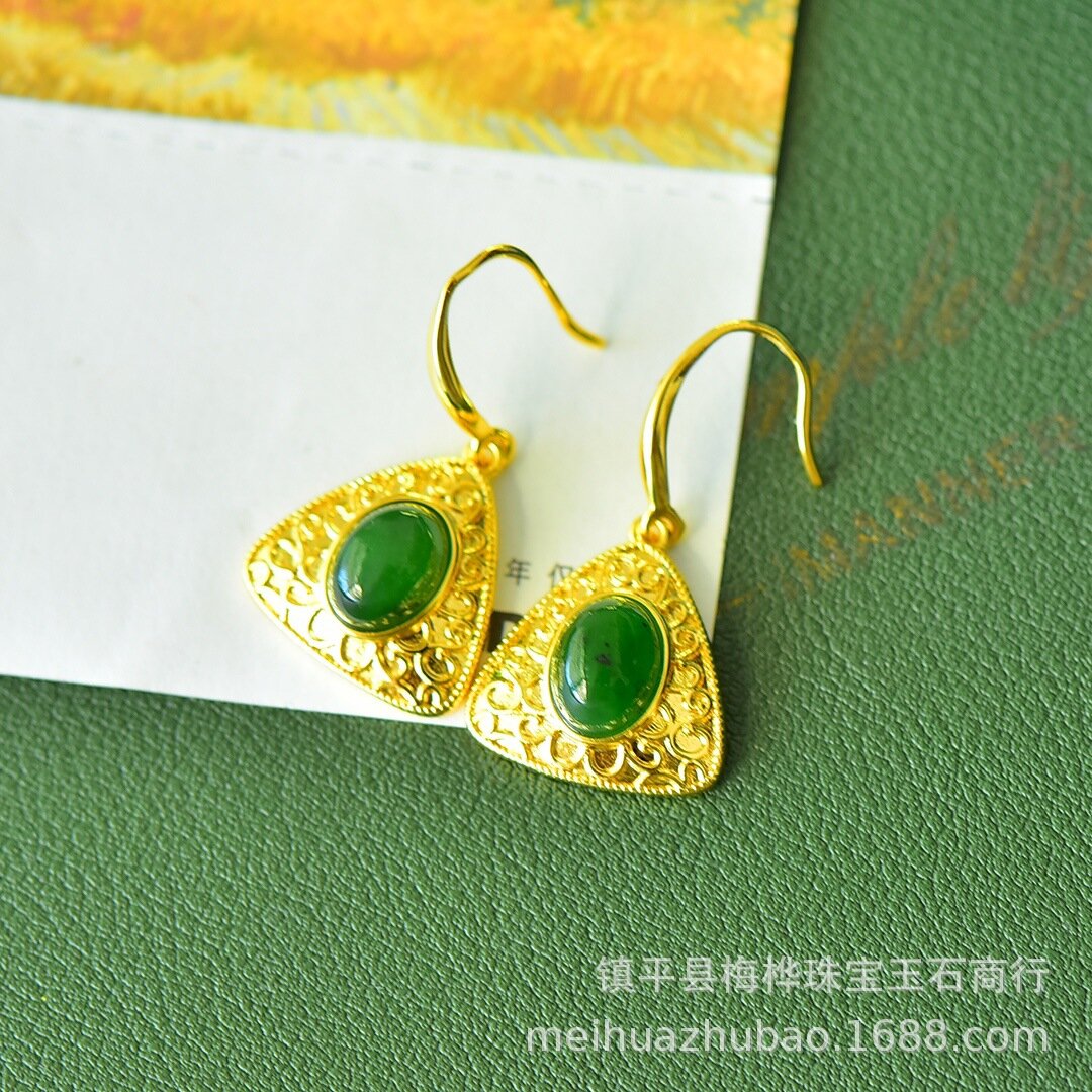 Новые серьги в китайском стиле, древние инкрустированные серьги из нефрита и яшмы, капля воды, бабочка, серьги в древнем стиле, ретро, лучший друг, женский стиль