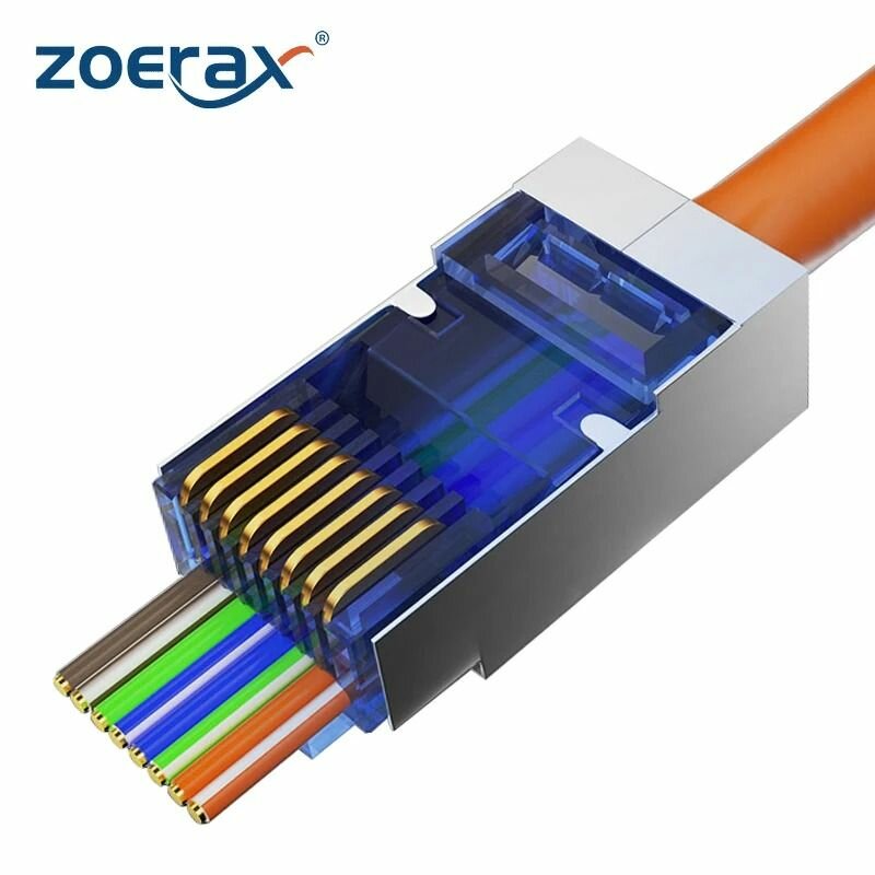 ZoeRax RJ45 коннектор cквозной для витой пары категория 6(cat.) сквозное отверстие