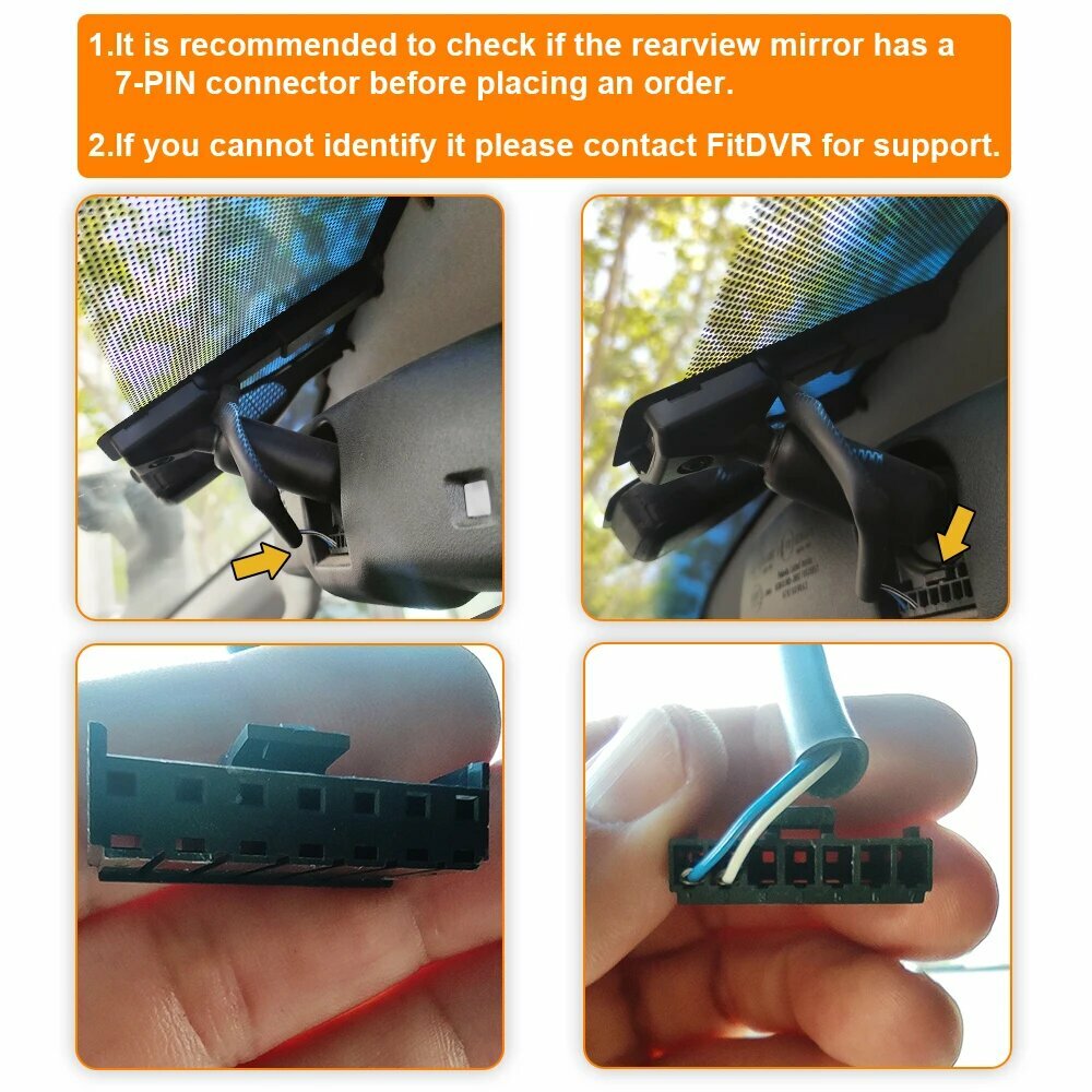 Адаптер видеорегистратора FitDVR (7-контактный) для Nissan/Ford/Mitsubishi/Toyota/Subaru с зеркалом заднего вида, аксессуары для автомобильных видеорегистраторов, D3-032