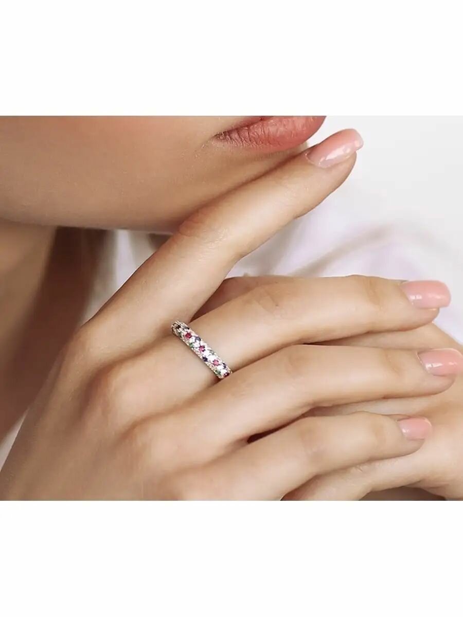 Кольцо, серебро, 925 проба, циркон