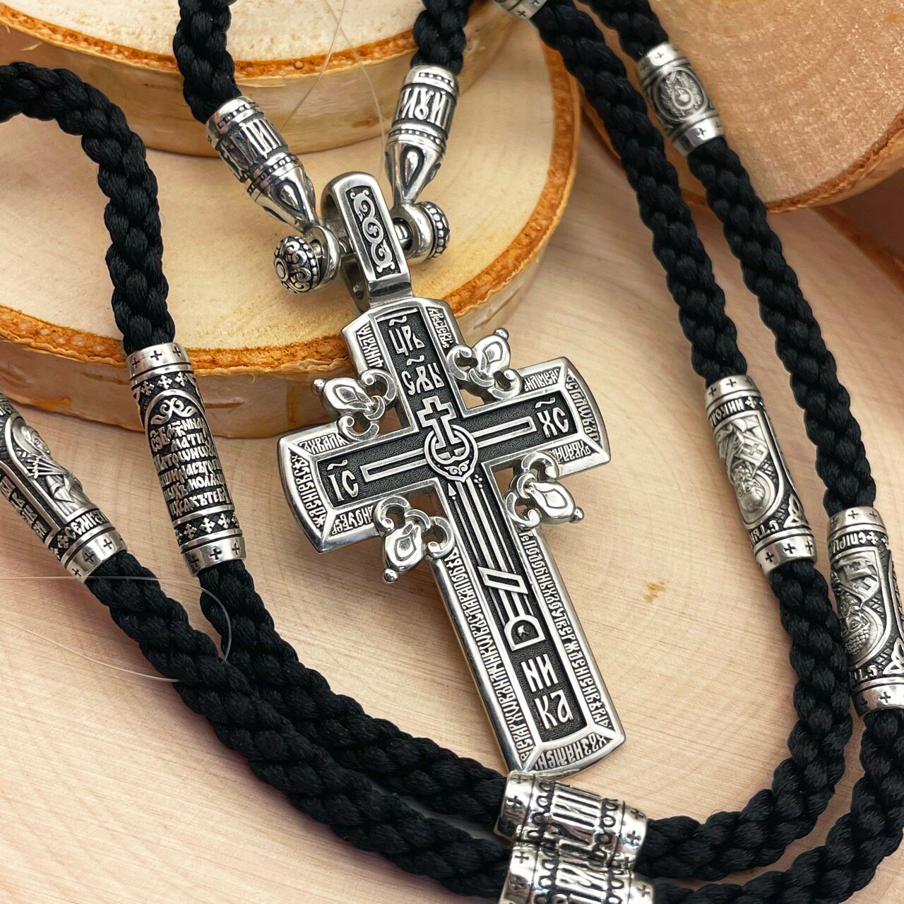 Крестик, серебро, 925 проба, чернение, родирование