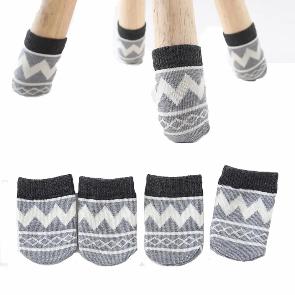 4 шт. домашние вязаные рандомные Чехлы для защиты пола, накладки на ножки стула, носки для Серый, 2