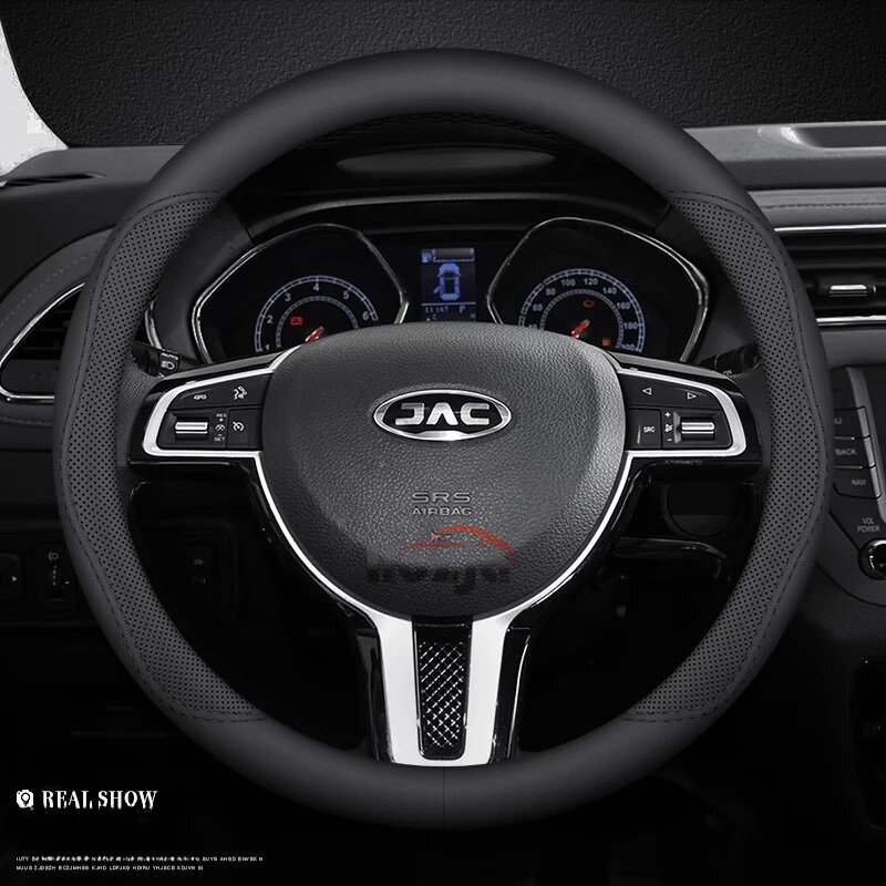 Автомобильный кожаный чехол на руль для JAC E-JS1 E-JS4 E-J7 JS4 T9 T6 T8 PRO JS2 JS3 O black line
