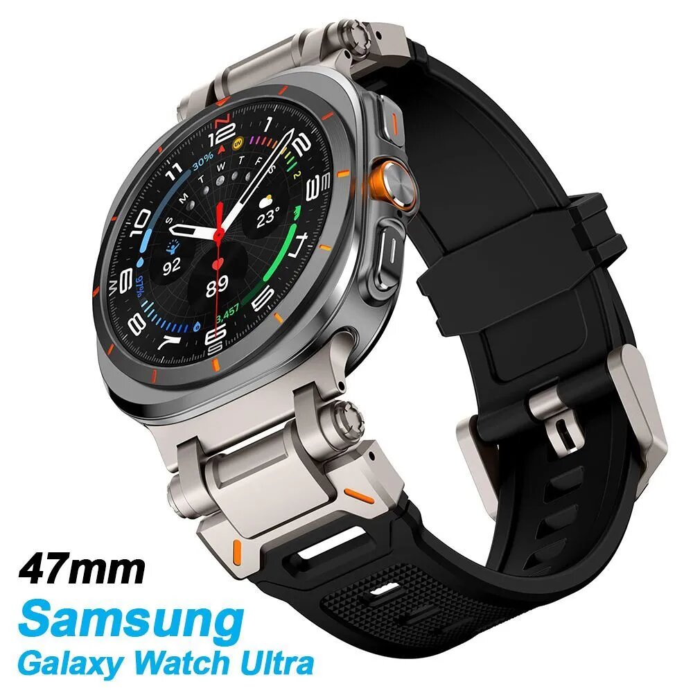 Совместим с ремешками Samsung Galaxy Watch Ultra Bands 47 мм, силиконовые резинки для металлического разъема из нержавеющей стали