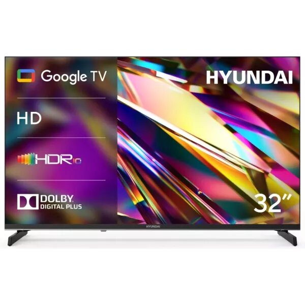 Телевизор LED Hyundai 32" H-LED32BS5011 Google TV Frameless Metal черный/черный HD 60Hz DVB-T DVB-T2 DVB-C DVB-S DVB-S2 USB WiFi Smart TV