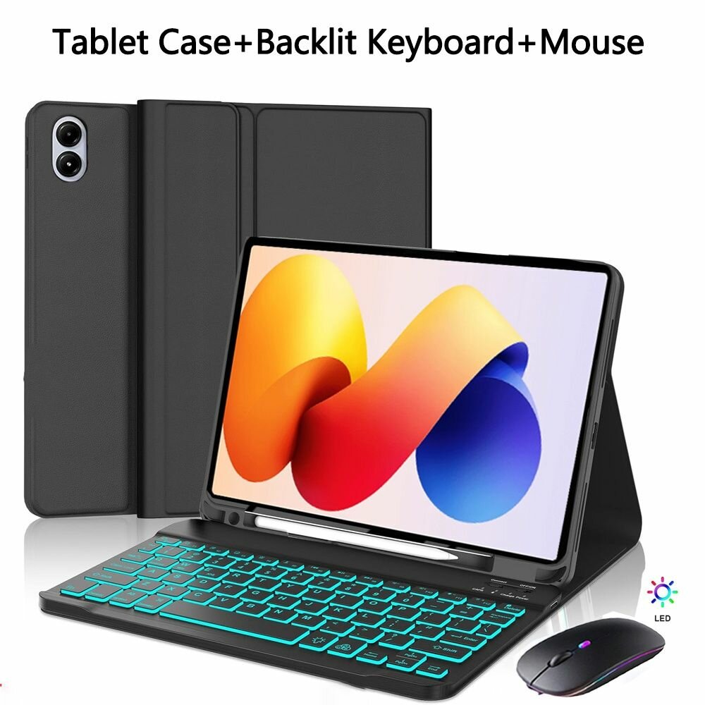 Чехол для планшета Xiaomi Redmi Pad 2 Pro 12.1 дюймов, Чехол для планшета Xiaomi POCO Pad M1 12.1 дюймов, русская клавиатура