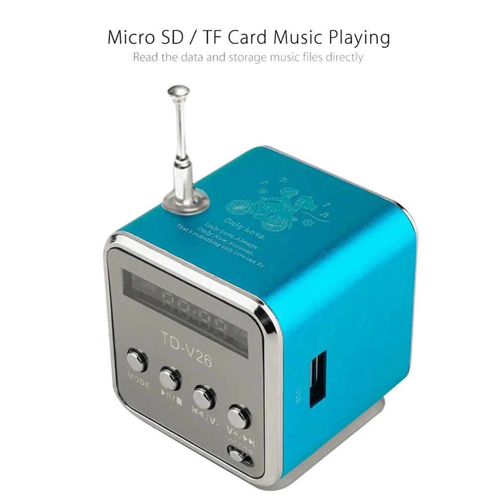 Мини колонка TD-V26 с микрофоном и входом 3.5 мм