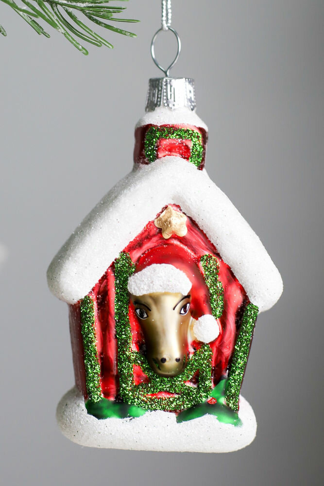 Ёлочная игрушка заснеженный домик, стекло, 10 см, Winter Deco 5030071