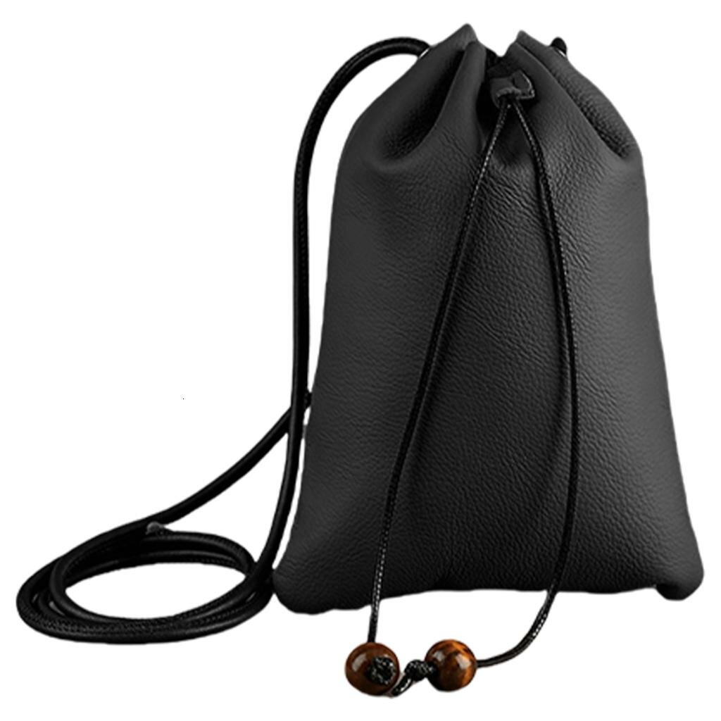 Компактные кожаные мешочки с завязками, Черный