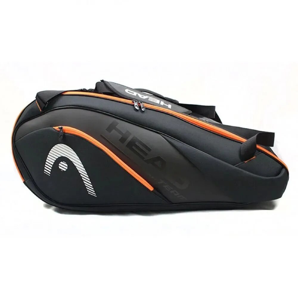 Теннисная сумка HEAD TEAM BAG BLACK/ORANGE (6 ракеток) Рюкзак — фото 1